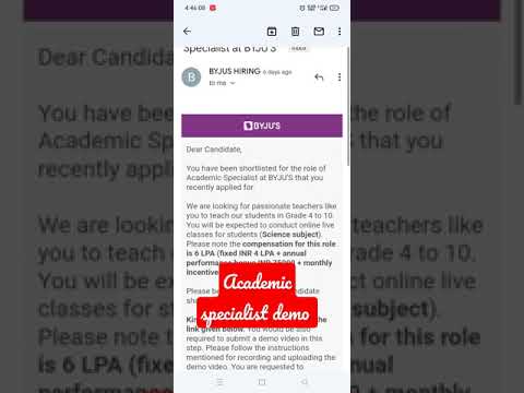 BYJU'S academic specialist demo selected #byjus # academic specialist