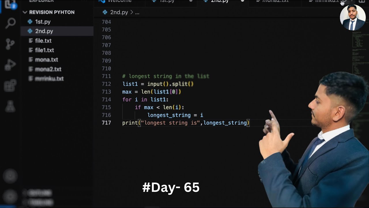Python program to find the longest string from a list #100daysofcode #coding #codeeveryday #viral