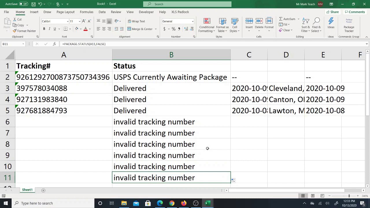 Track Shipments in Excel with Package Tracker Add In - Free Template