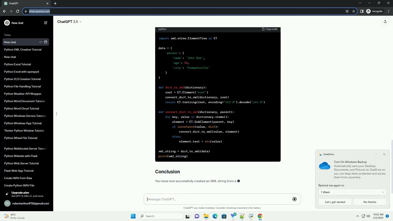 python create xml from dict