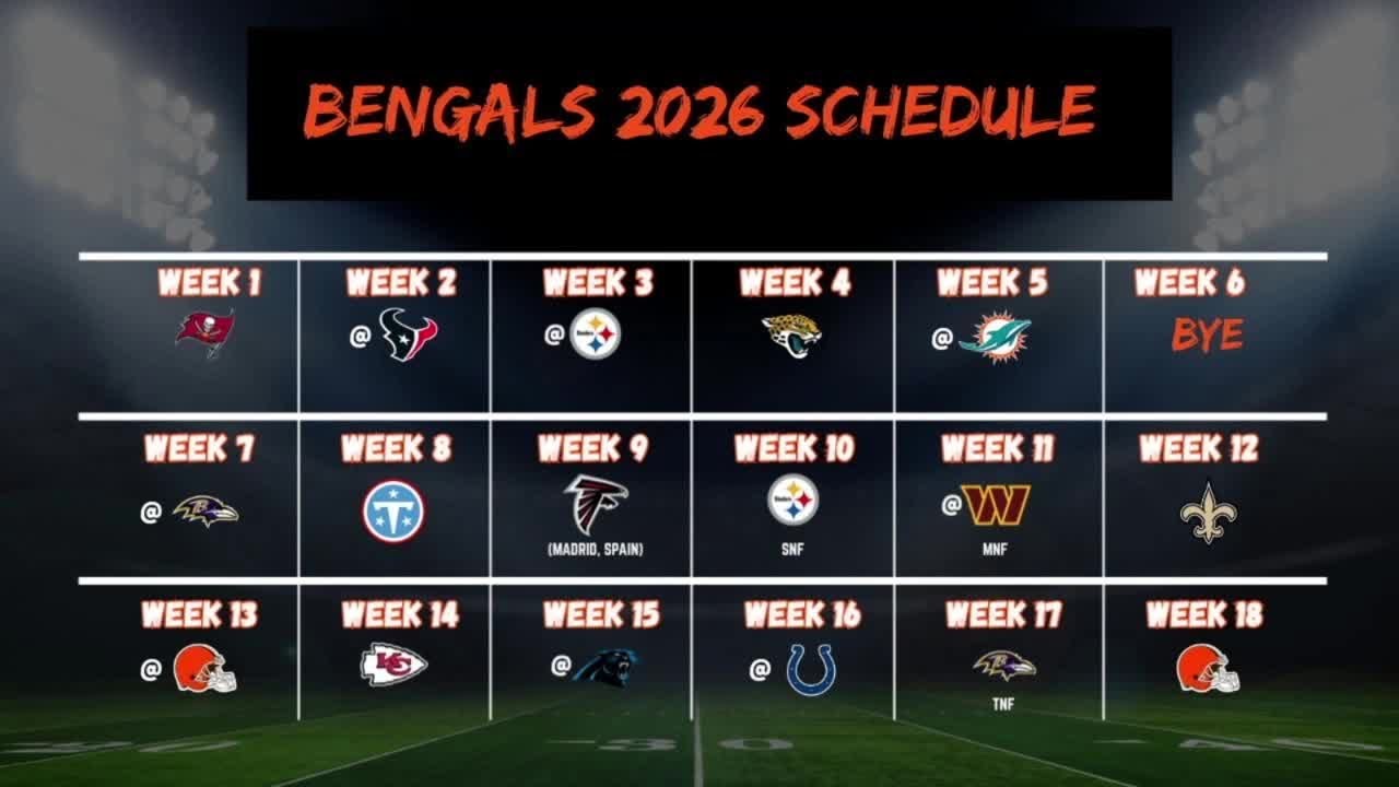 Bengals 2026 schedule includes New Year's Eve matchup against Ravens