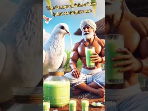 The farmer drinks all the juice of sugarcaneš #Ai #Pigeon #Farmer