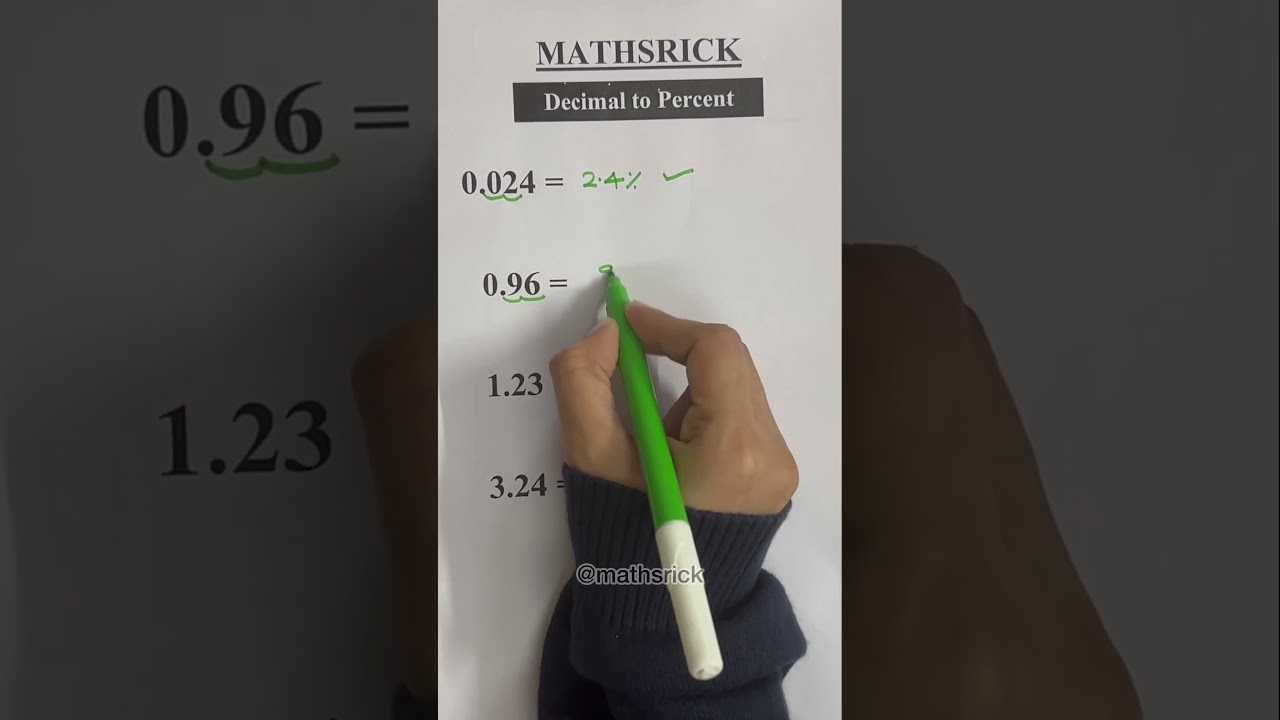Convert Decimal to Percentage 💯 #mathsrick #mathematics  #decimals #percentage #shortsfeed
