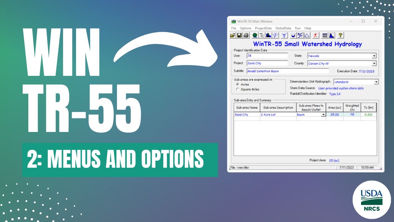 MENUS AND OPTIONS | TR-55 LESSON 2