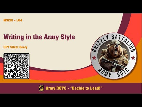 Writing in the Army Style - MSL201 Lesson 04 - ROTC