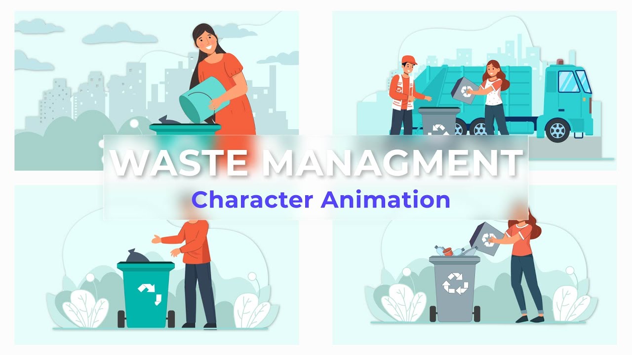 Waste Management Character Animation Premiere Pro Templates | Vector Illustration
