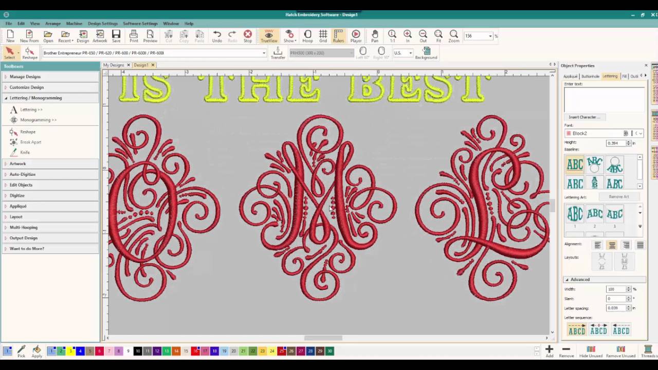 WILCOM HATCH:  FONT PACK 2 MONOGRAMS