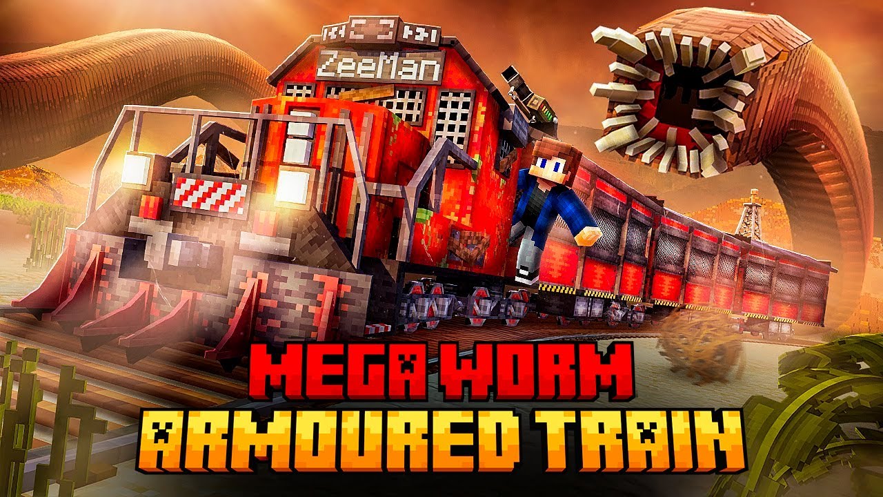 A MASSIVE SAND WORM IS CHASING ME ON A TRAIN IN MINECRAFT!