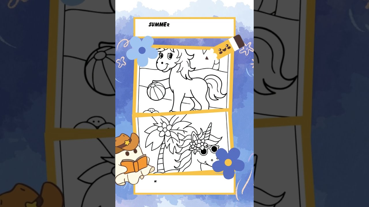 Summer Unicorn Coloring Pages for Kids   Magical Summer Unicorn Art for Children