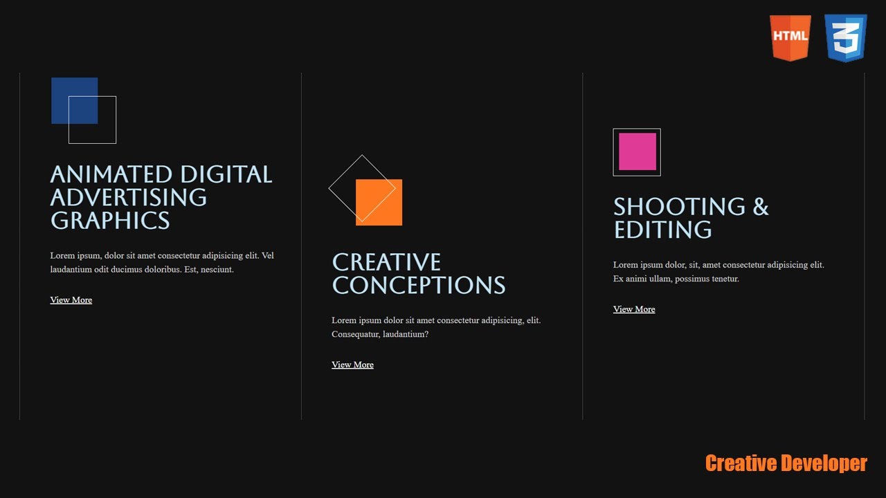 How To Make Card Design Using HTM And CSS || Web Design || Responsive Website Tutorial || HTML || JS