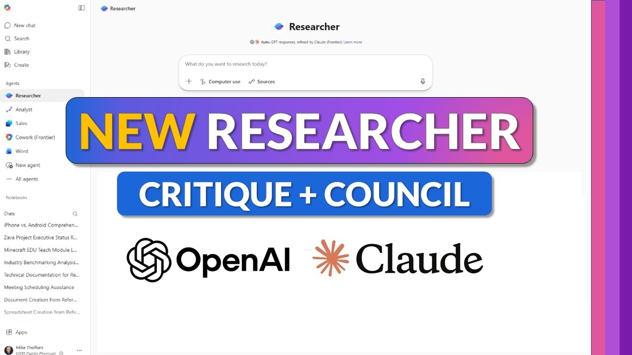 NEW Microsoft 365 Copilot Researcher Tutorial (Critique + Council)