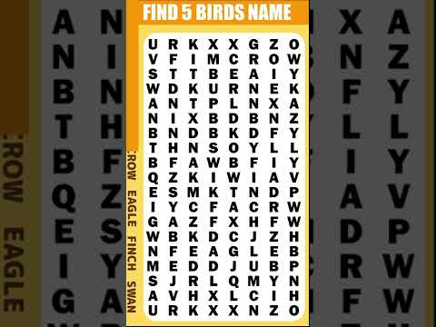 FIND HIDDEN BIRDS NAME 🐦🐔🦚I PUZZLE NO 1 I WORD SEARCH #SHORTS