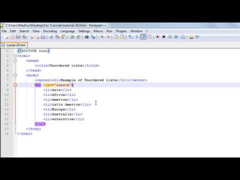 HTML Tutorial - 20: Unordered Lists