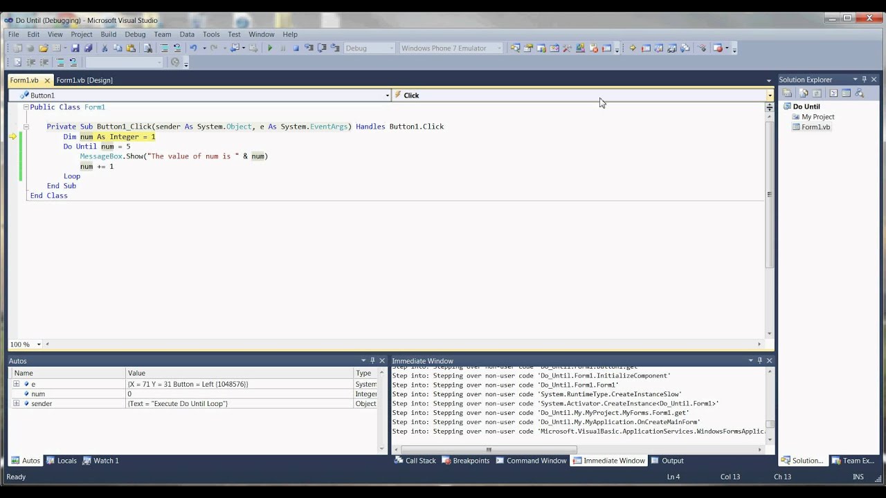 Loops in Visual Basic 2010