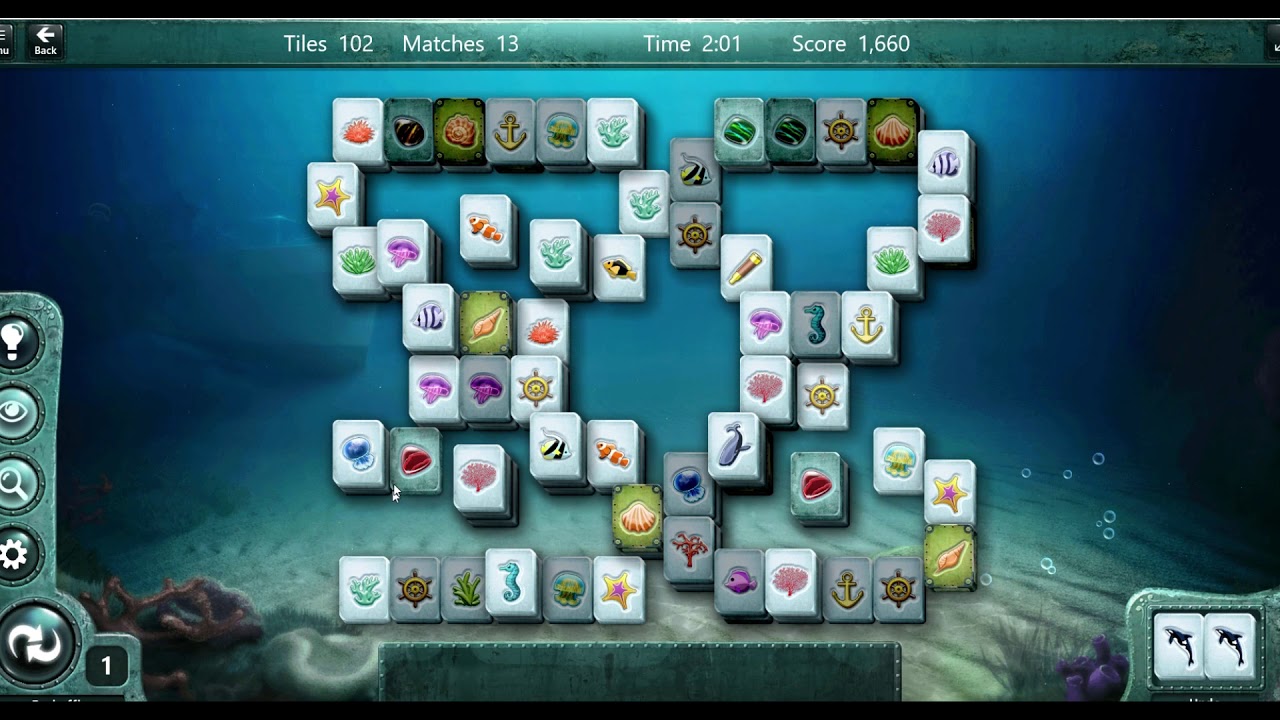 Keys Layout- Mahjong Hard Level-Underwater-Microsoft Mahjong