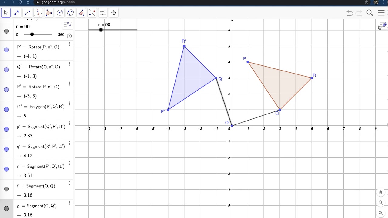 GeoGebra Interactive Worksheet : Rotations