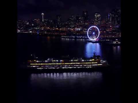 Seattle waterfront at night
