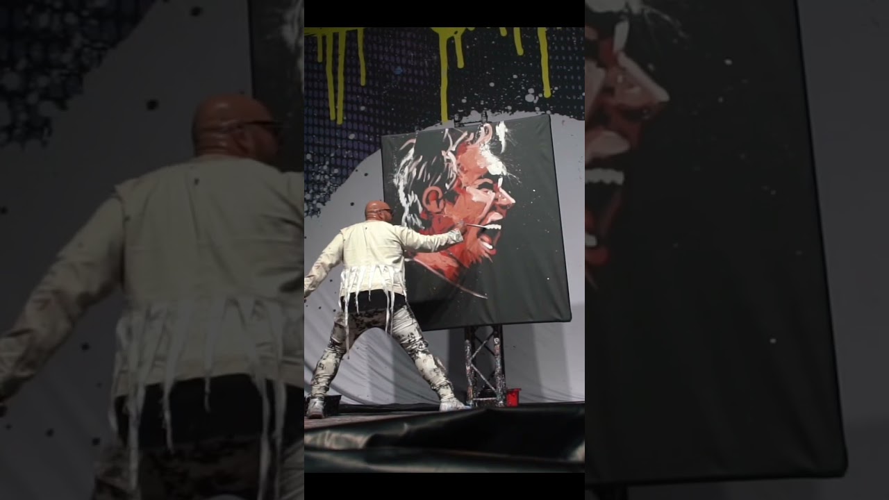ARTIST splashes PAINT to make a PORTRAIT 😱🎨🔥 #livepainting #liveart #speedpainting