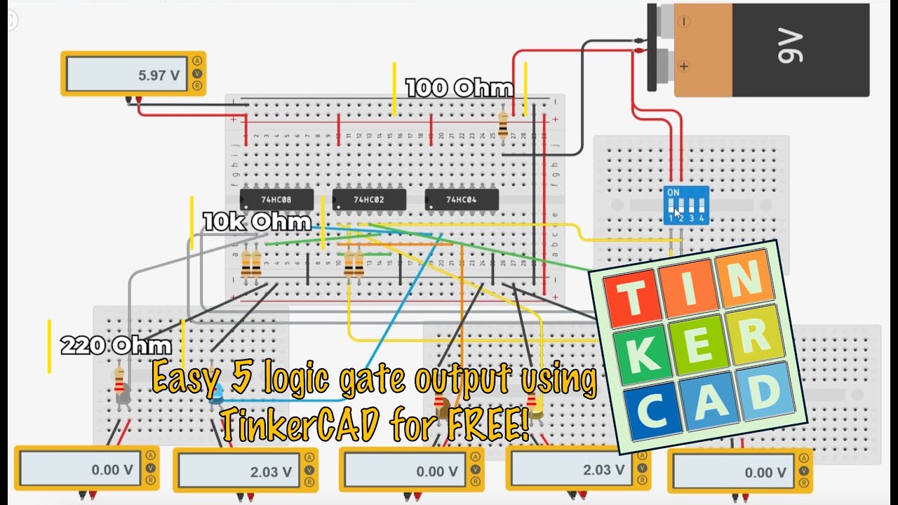Making 5 logic gates using TinkerCAD