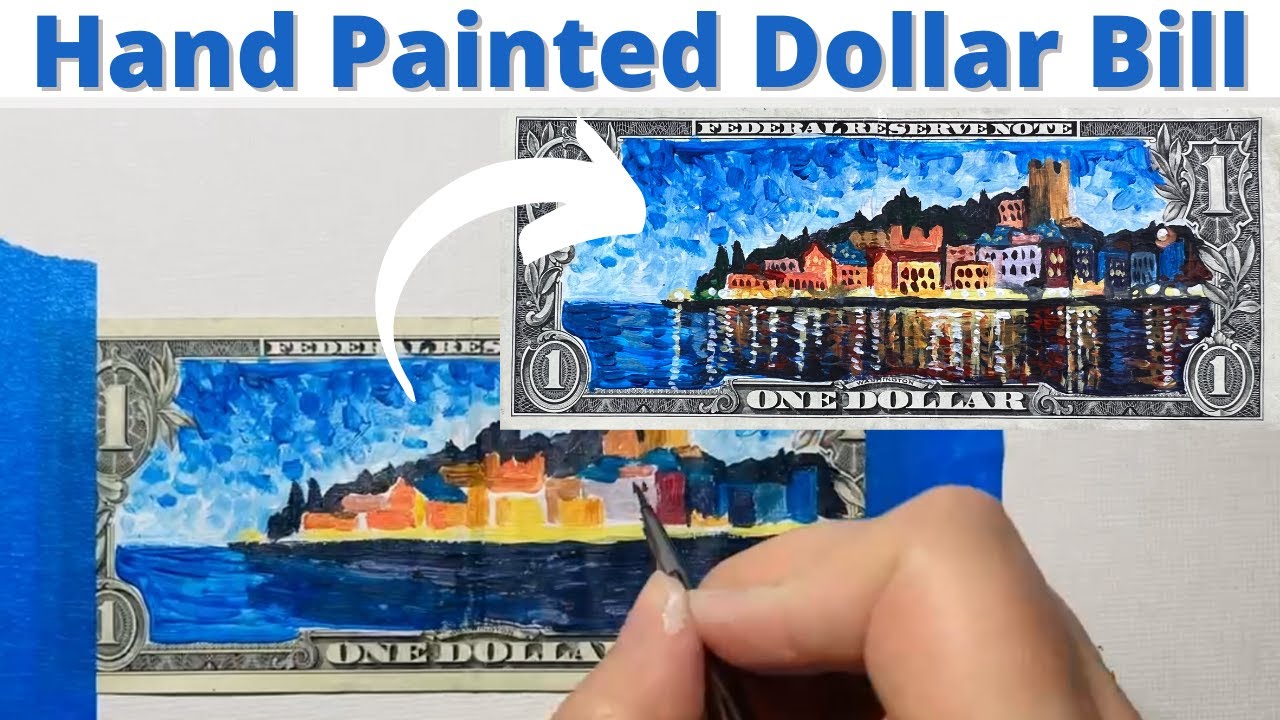Italy Verona by Katherine Hoffman Art on Real Dollar Bill (Leonid Afremov)
