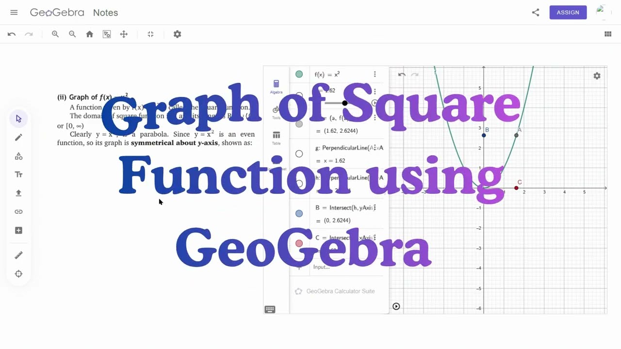 Graph of Square Function using GeoGebra | Easy Explanation