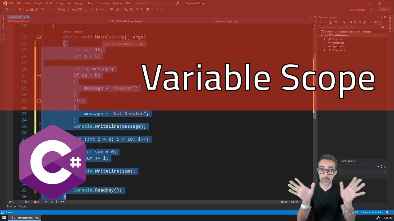 6.5 Variable Scope - Learning C#