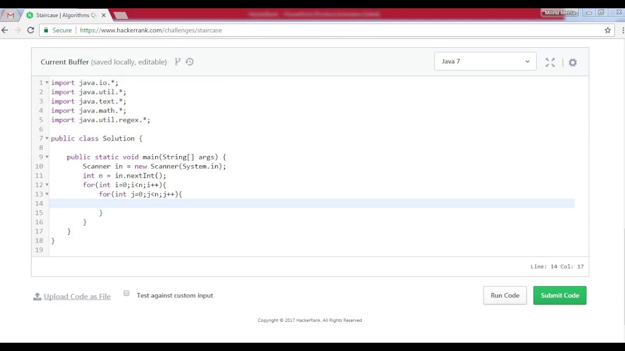HackerRank Solution - Staircase Algorithms Java version