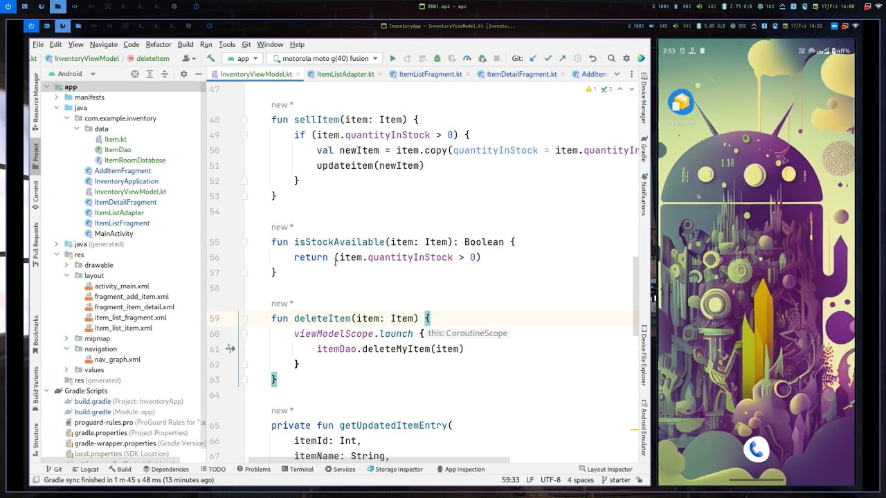 CRUD operations in Android App using SQLite Database.