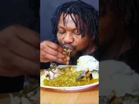 Asmr mukbang eating okar soup and pounded yam fufu