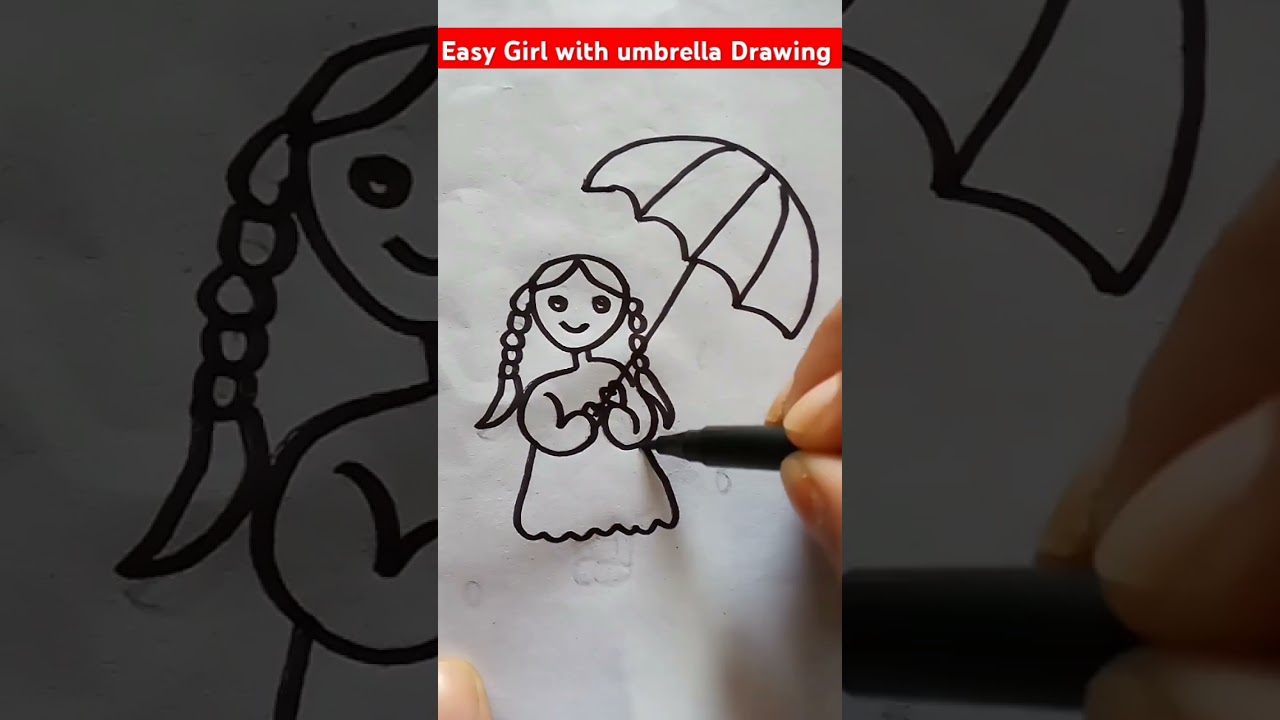 Easy kids girl with umbrella drawing#shorts#viral#trending#kidsvideo#art#drawing#umbrella#girl#लड़की