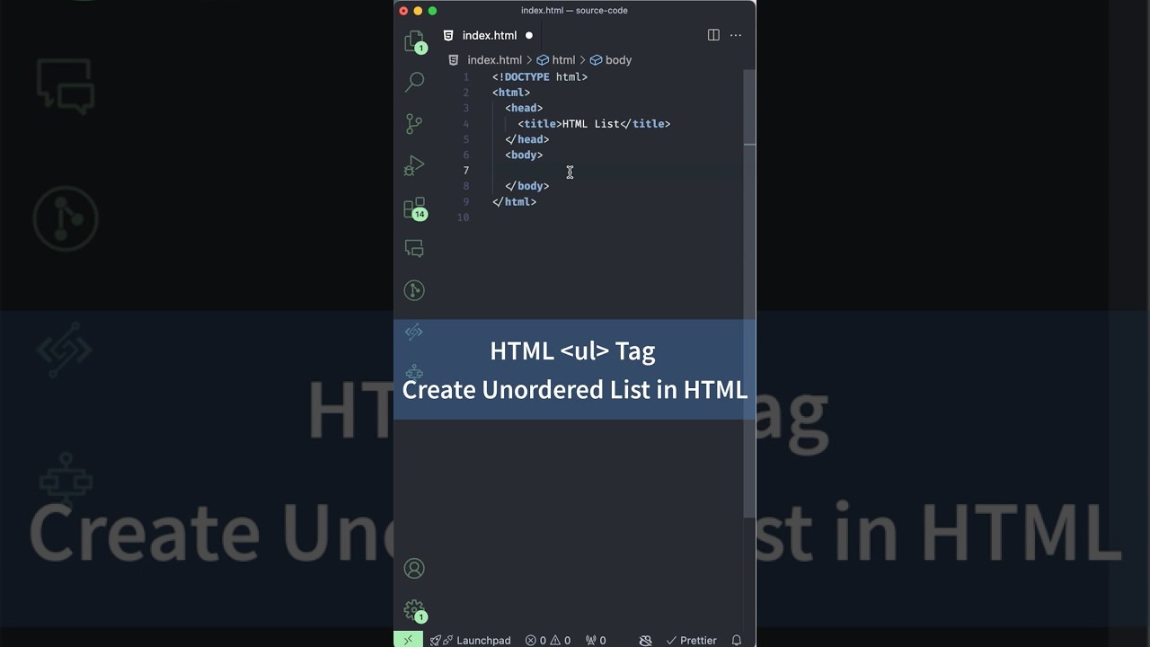 Create Unordered Lists in HTML, ul Tag  | HTML Tutorial for Beginners #html