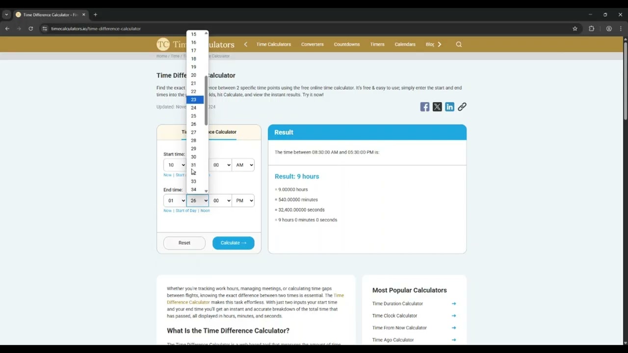 Time Difference Calculator Guidance