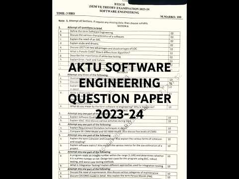 AKTU Software Engineering 2023-24||KCS-601 Question Paper #exam #btech #softwareengineering #aktu