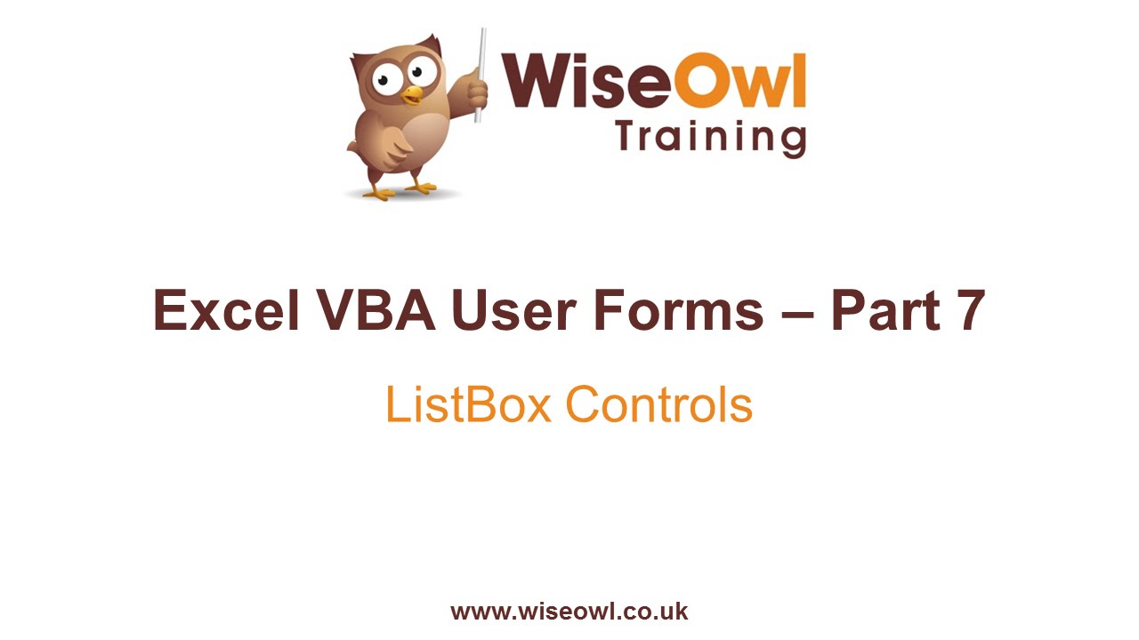 Excel VBA Forms Part 7 - ListBox Controls
