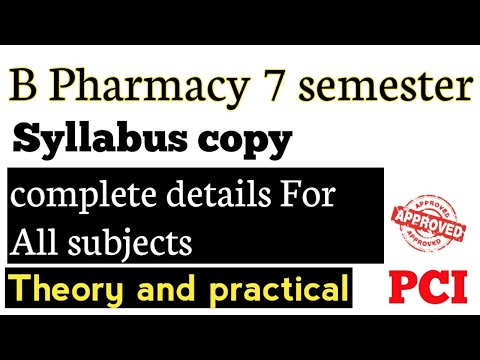 B Pharmacy 7sem syllabus copy all subjects with Complete Details PCI approved.