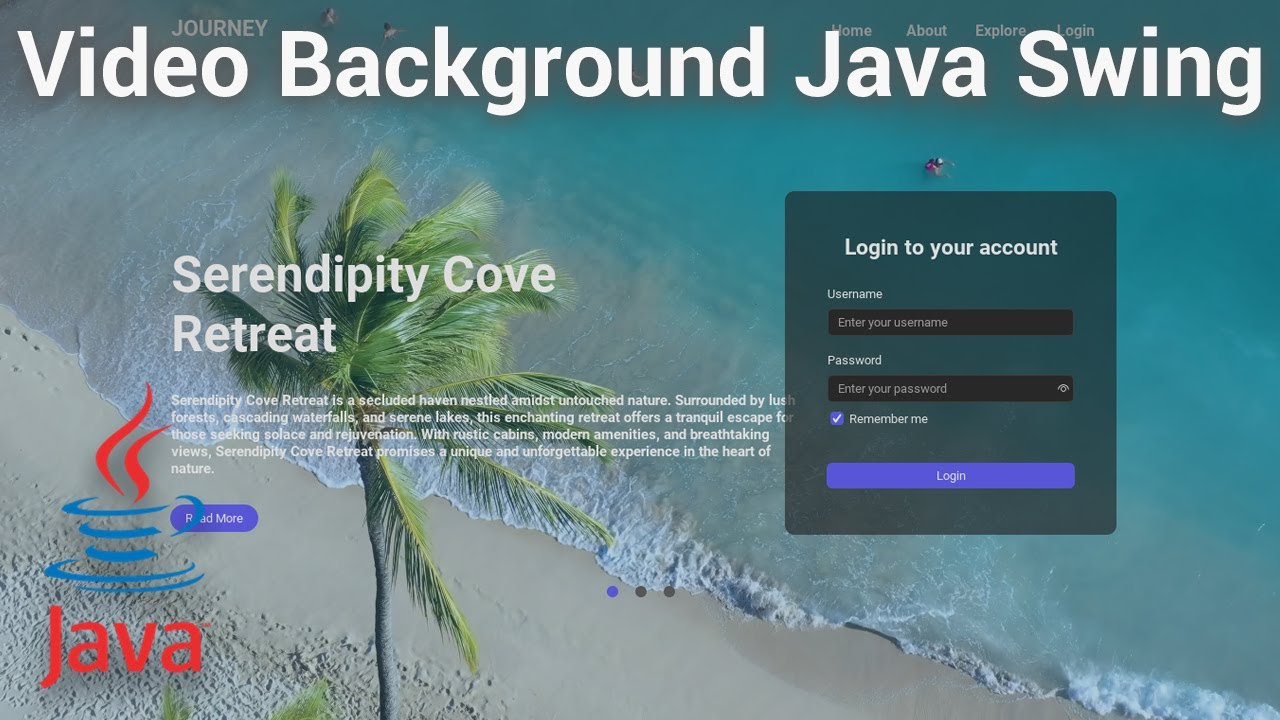 Java Swing Creating Login Form with Video Background using VLCJ