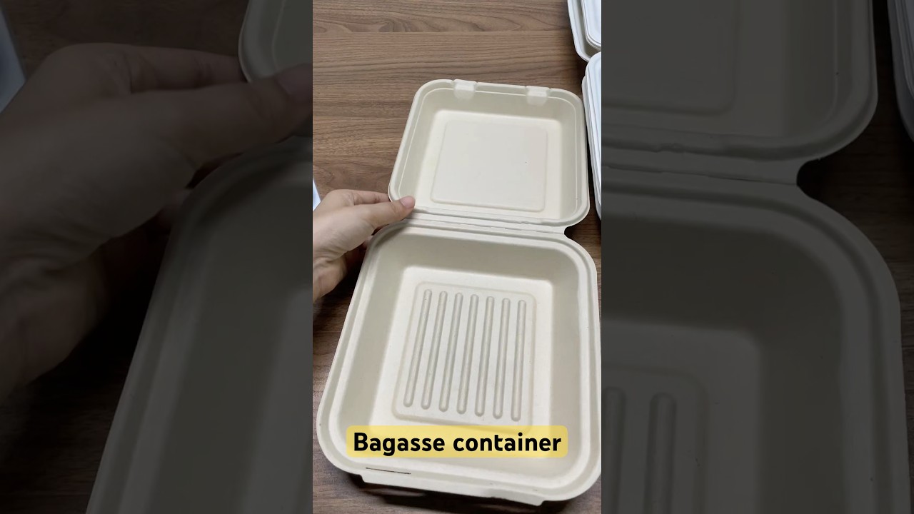 100%Compostable Clamshell Take Out Food Containers Disposable Sugarcane Bagasse Box #bagasseproducts