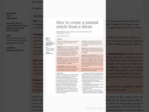 Write Journal Article from Thesis ????????????