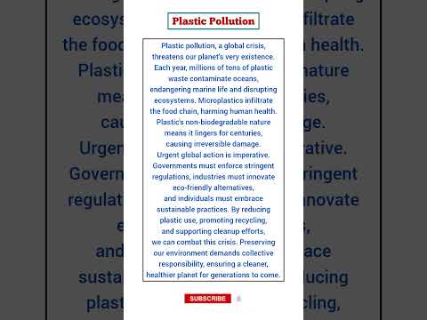 Essay On Plastic Pollution : A Global Crisis In 100 Words #shorts #essay #pollution #plastic