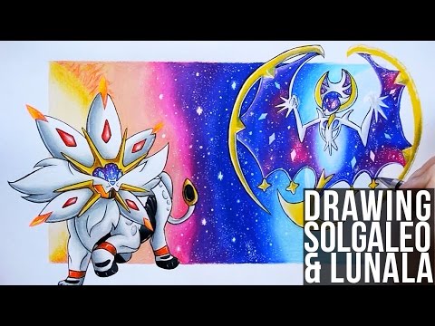Drawing Solgaleo & Lunala - Sun and Moon Pokemon