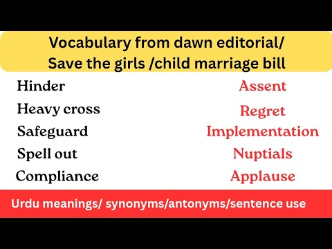 Newspaper vocabulary words with urdu meanings | Dawn's vocabulary with synonyms and antonyms