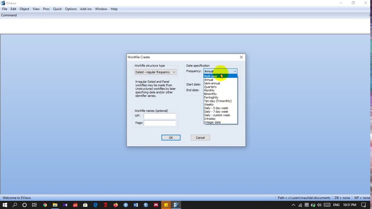 Tutorial Input Data di Eviews 9