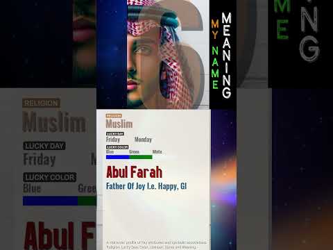 Abul Farah name meaning Father Of Joy I.e. Happy, Gl