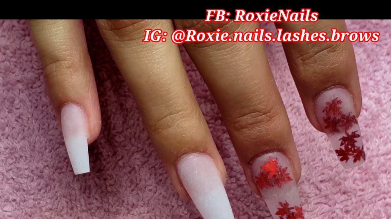 dark red glitter Matte acrylic nails