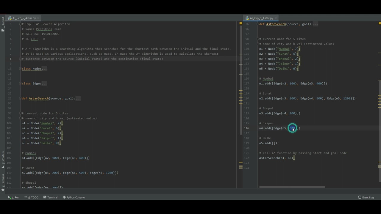 Artificial Intelligence | A* Python Code | Pratiksha Jain