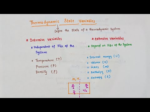 Thermodynamic state variables// Intensive variables// Extensive variables//Thermodynamics class 11
