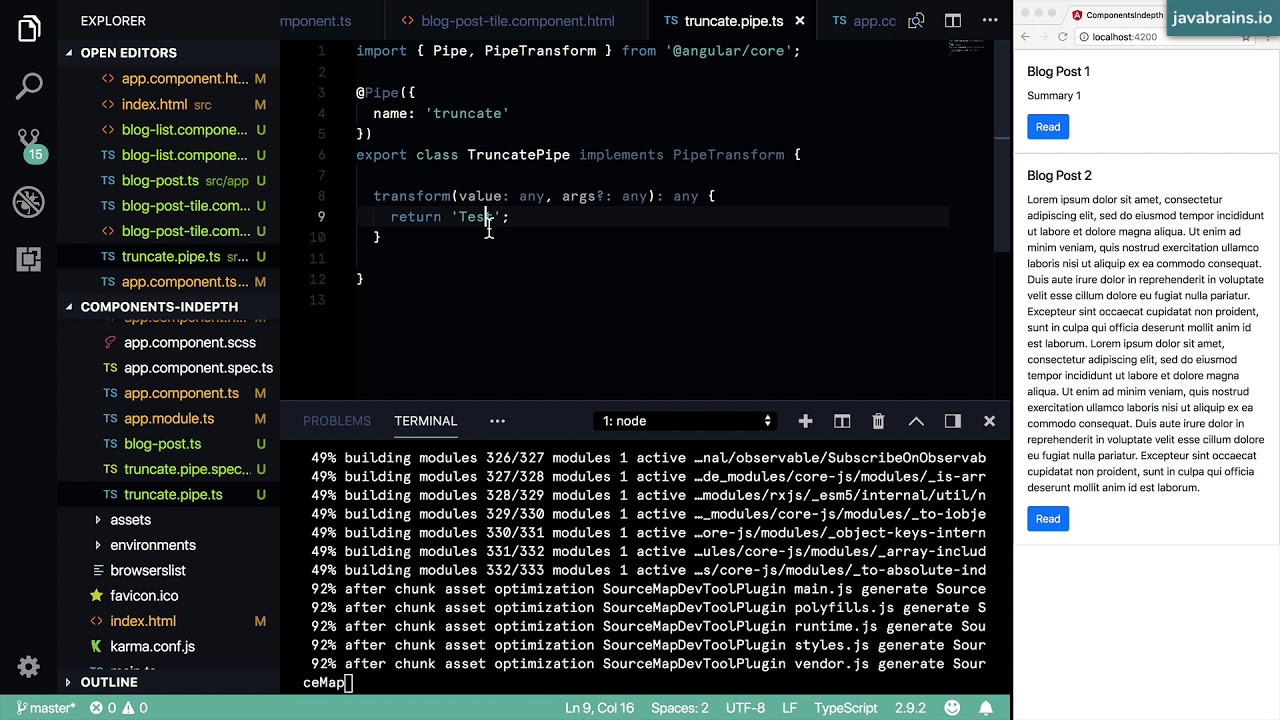 Angular Components In Depth 8 - Using Pipes