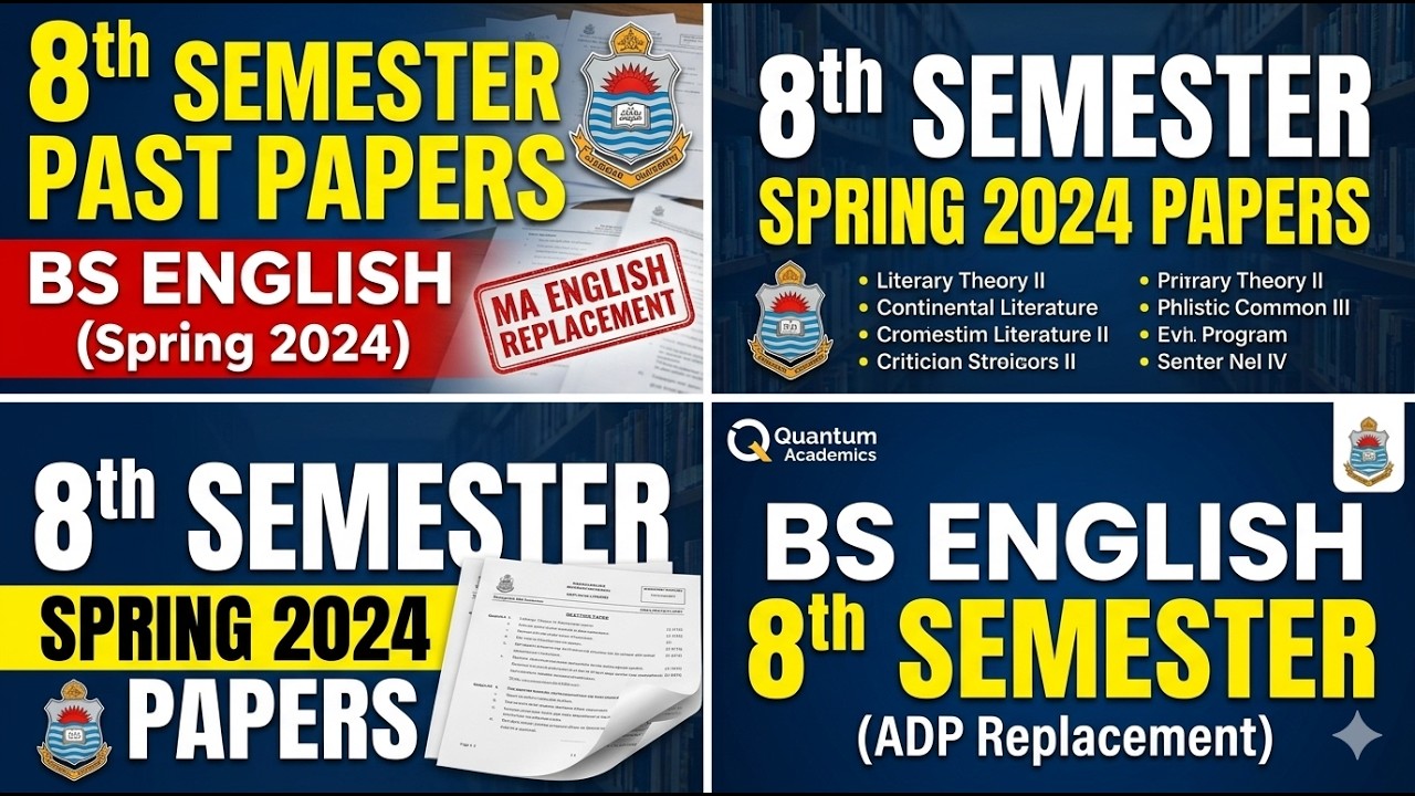 PU BS English 8th Semester Past Papers Spring 2024 | ADP 2-Year Replacement