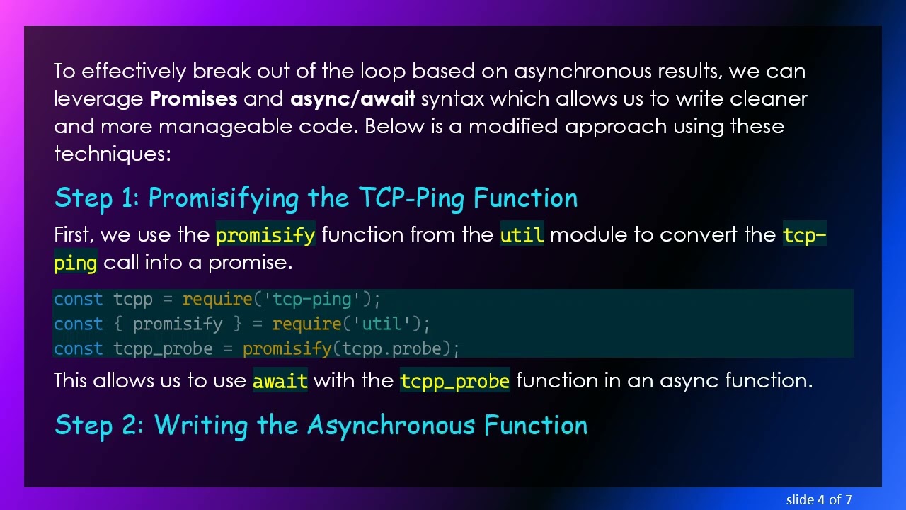How to Break a For Loop Inside a Callback Function in Node.js
