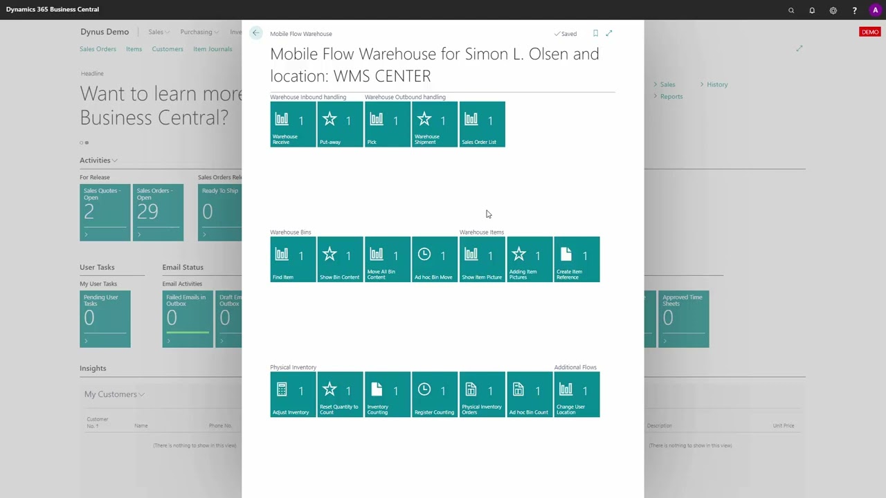 ENG21111017 Warehouse Mobile uses standard Business Central Warehouse functionality